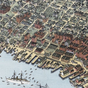 1891 Aerial Panoramic Map of Seattle King County Washington - Etsy