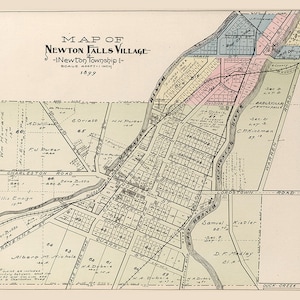 1899 Map of Newton Falls Village Trumbull County Ohio - Etsy