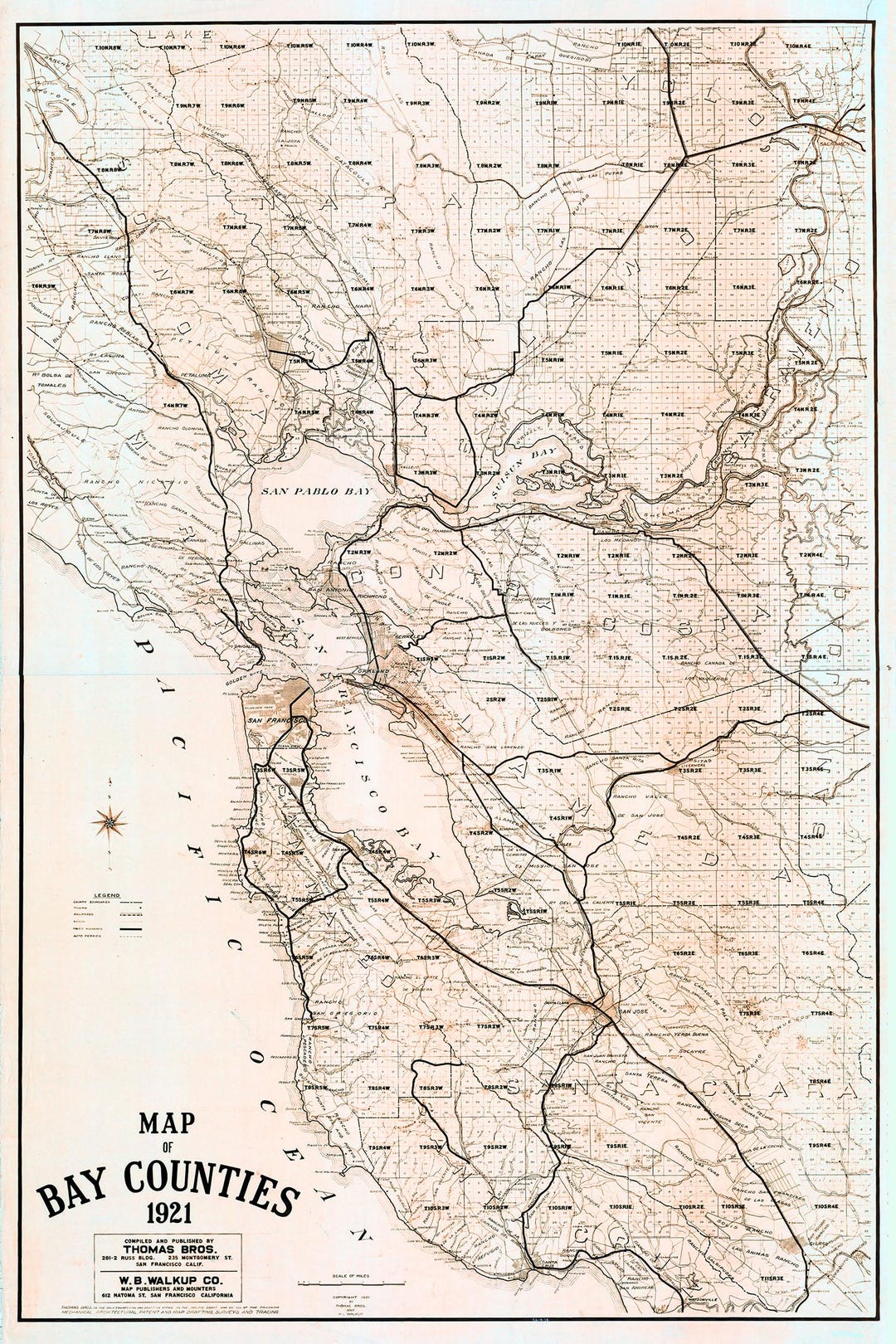 1921 Map of Bay Counties California - Etsy