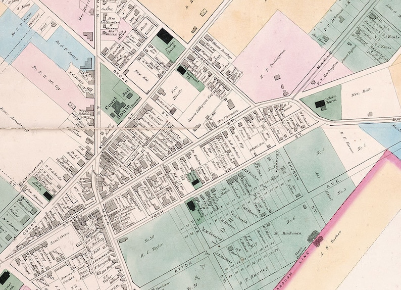 1874 Map of Doylestown Borough Bucks County Pennsylvania - Etsy