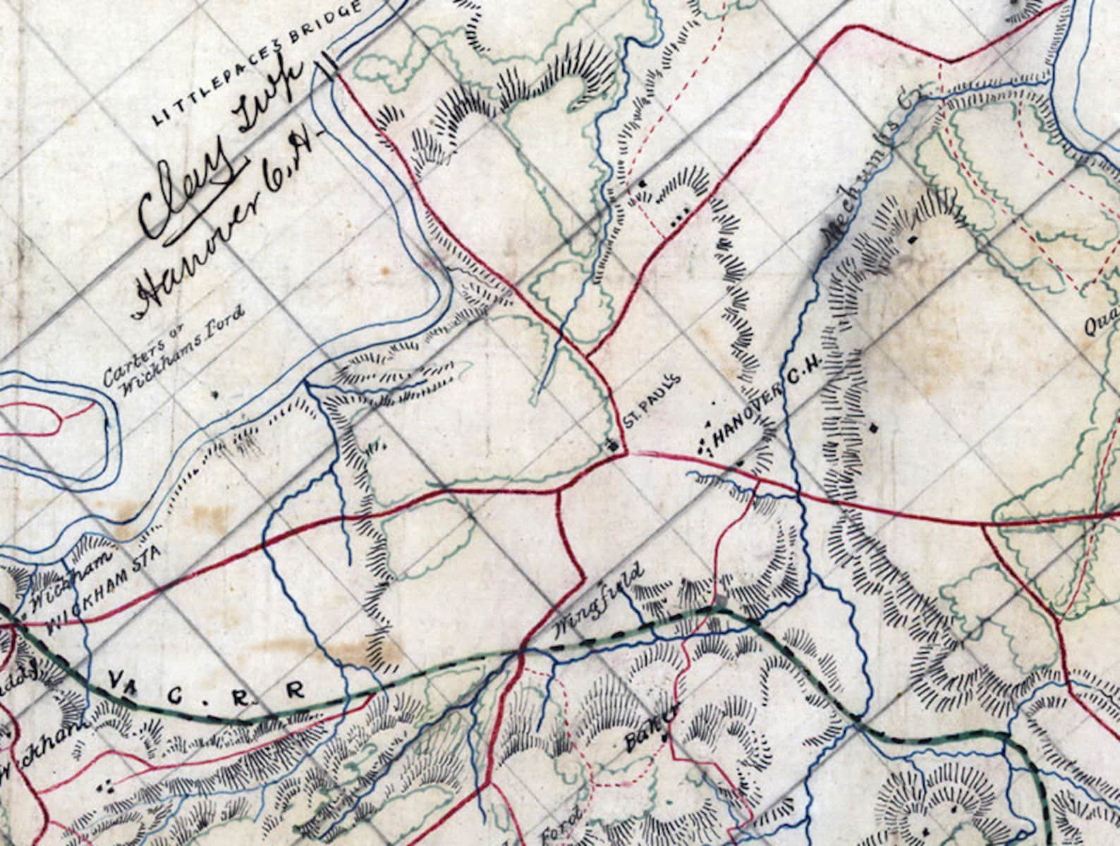 1860 Map of Hanover County Virginia Family Names Genealogy - Etsy