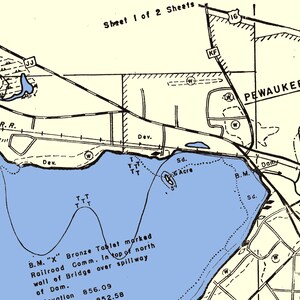 1970 Map of Pewaukee Lake Waukesha County Wisconsin - Etsy