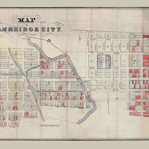 1870 Town Map of Cambridge City Indiana - Etsy