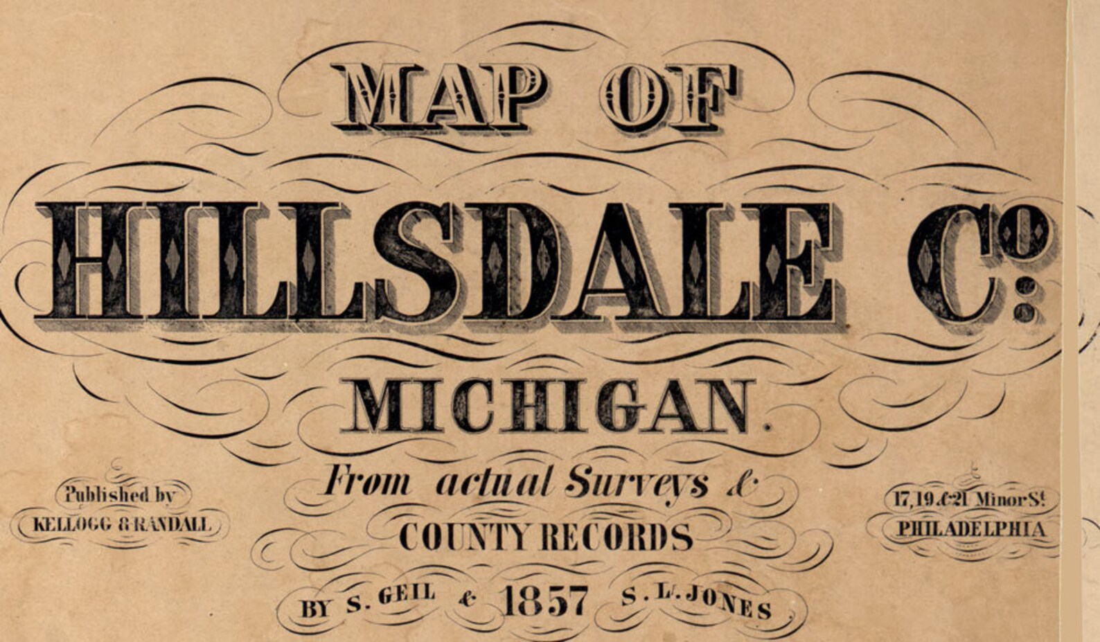 1857 Farm Line Map of Hillsdale County Michigan Jonesville Hillsdale ...