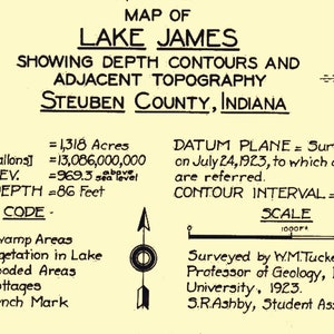 1923 Map of Lake James Steuben County Indiana - Etsy