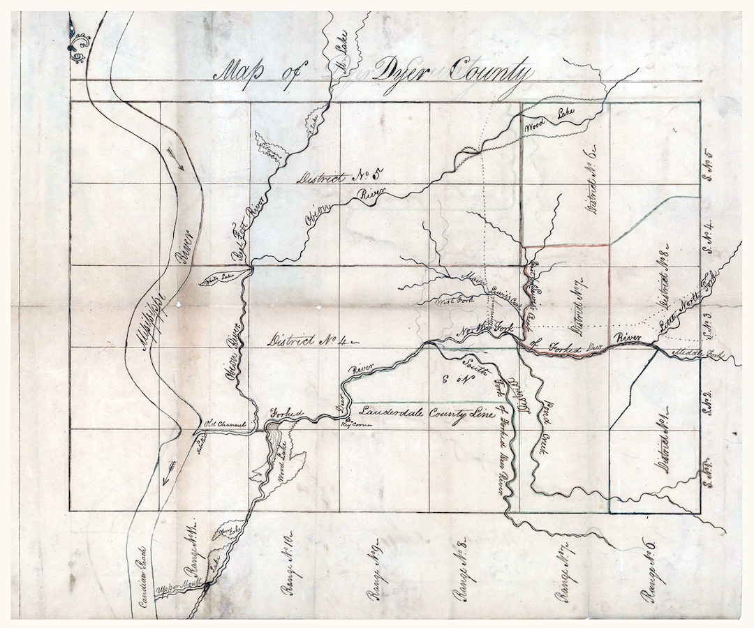 1836 Map of Dyer County Tennessee - Etsy