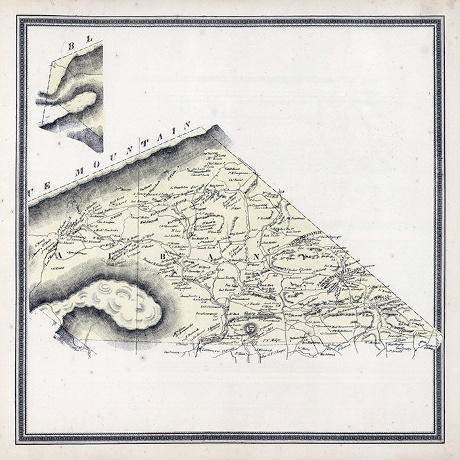 1862 Map of Albany Township Berks County Pennsylvania | Etsy