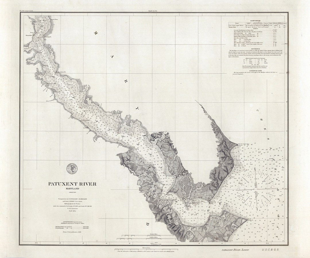 1859 Nautical Chart of Patuxent River Maryland Chesapeake Bay - Etsy