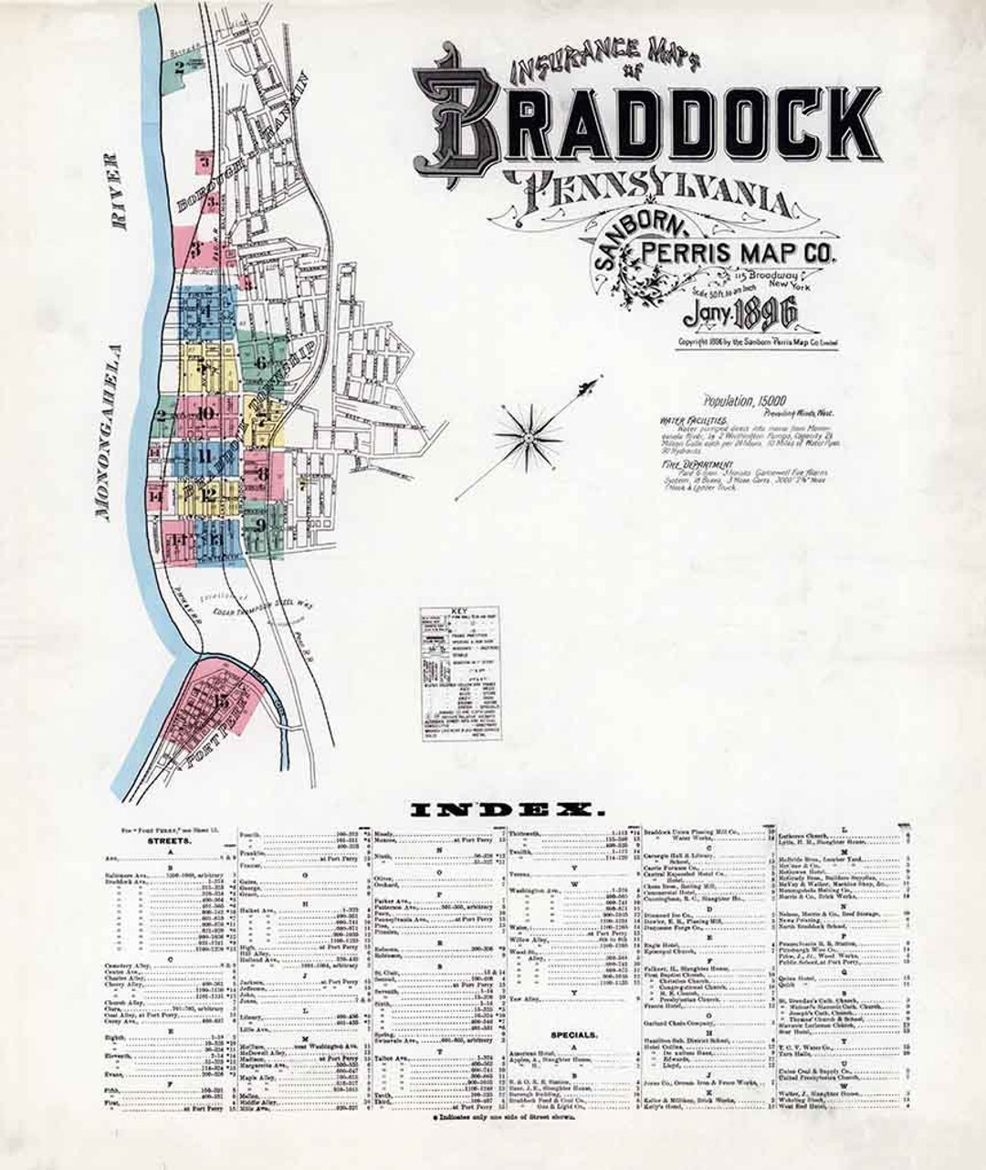 1896 Sanborn Map of Braddock Allegheny County Pennsylvania - Etsy