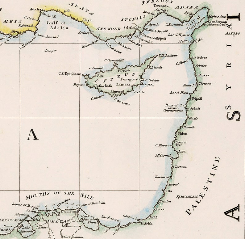1838 Map of the Mediterranean Sea - Etsy