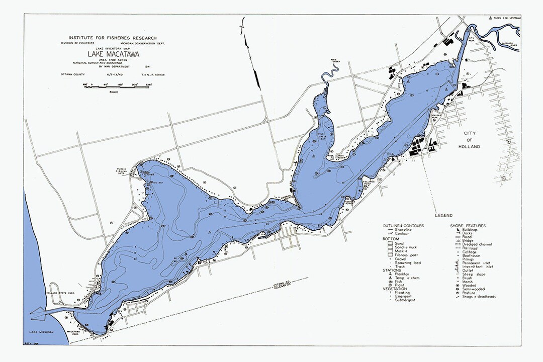 1941 Map of Lake Macatawa Ottawa County Michigan - Etsy