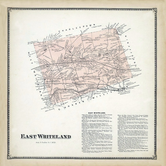 1873 Map of East Whiteland Township Chester County - Etsy