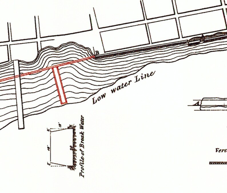 1835 Map of the Saint Augustine Florida Seawall and Fort Marion - Etsy