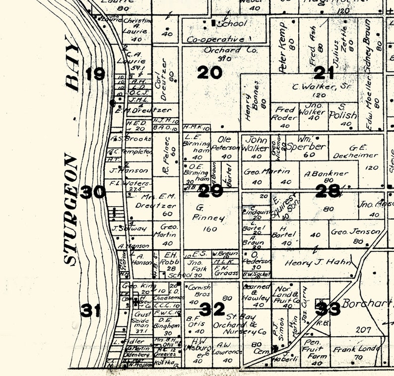 1917 Map of Sevastopol Township Door County Wisconsin | Etsy