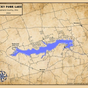 2024 Map of Rocky Fork Lake Highland County Ohio - Etsy