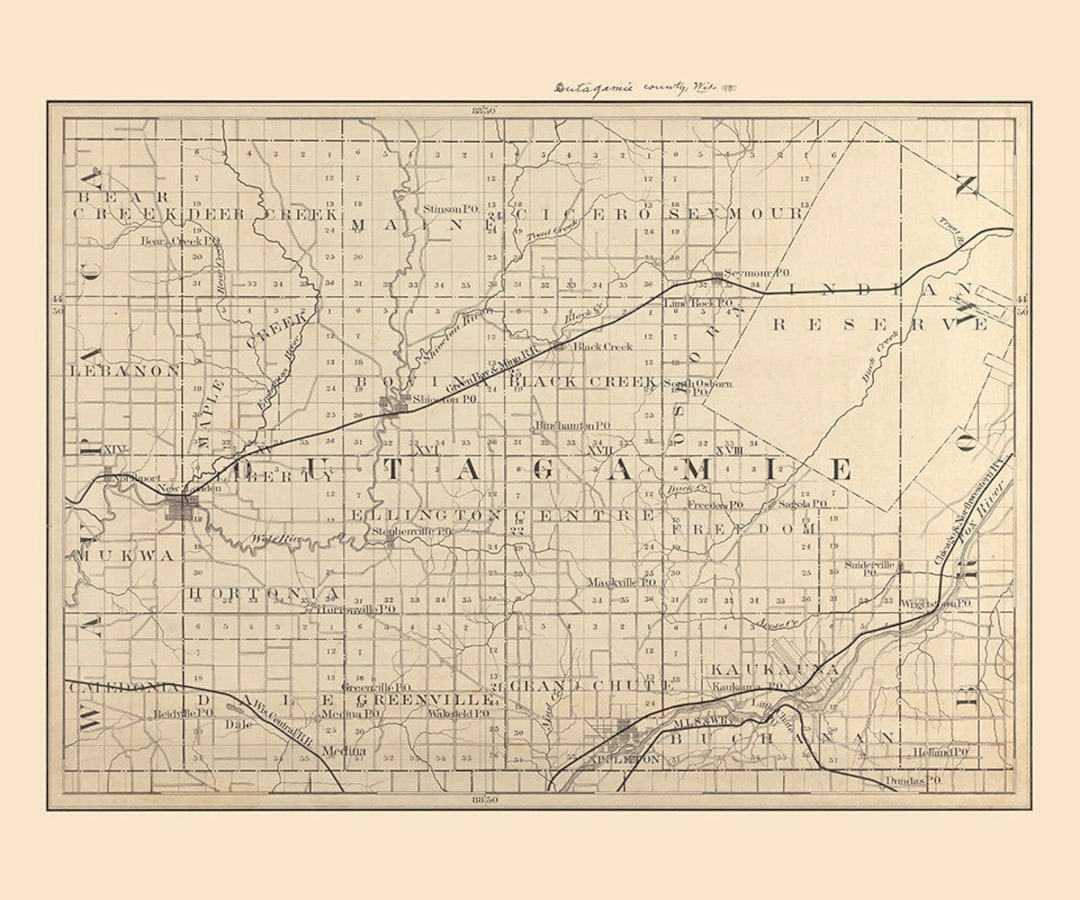 1880 Map of Outagamie County Wisconsin - Etsy
