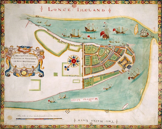 1664 Map of New Amsterdam New York City - Etsy
