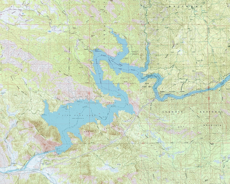 1987 Map of Pine Flat Lake California - Etsy