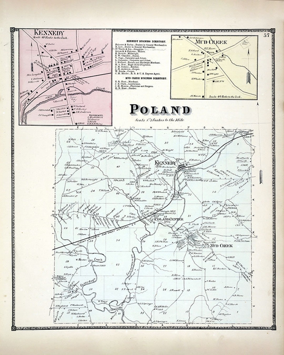 1867 Map of Poland Township Chautauqua County New York - Etsy