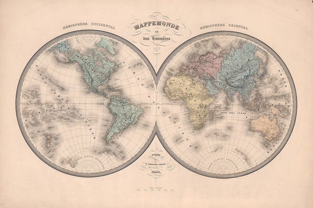 1878 Map of the World - Etsy