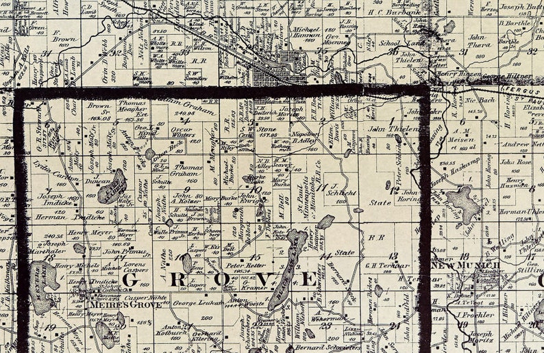 1880 Farm Line Map of Stearns County Minnesota | Etsy