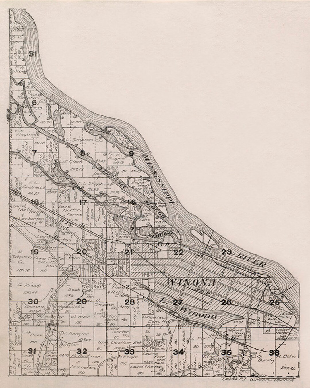 1916 Map of Winona Minnesota - Etsy