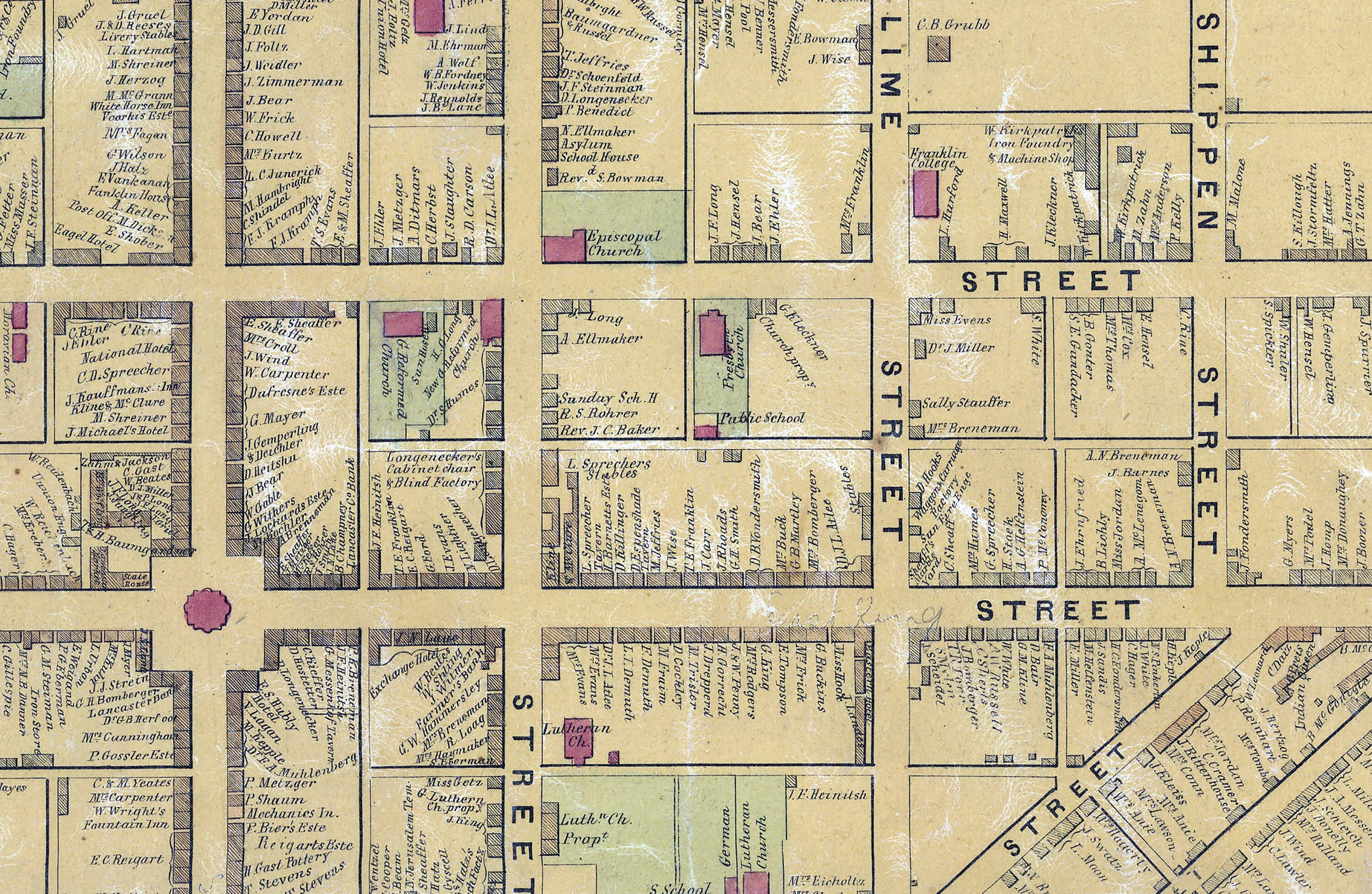 1850 Town Map of Lancaster Lancaster County Pennsylvania - Etsy