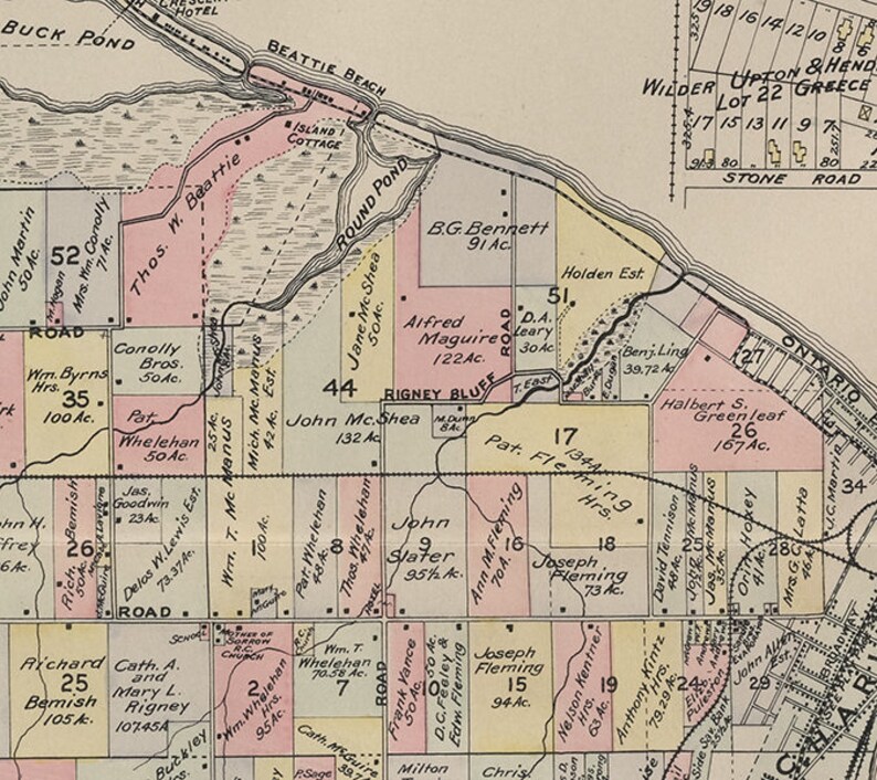 1902 Map of Greece and Manitou Beach Monroe County New York | Etsy