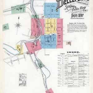 1897 Sanborn Map of Bellefonte Centre County Pennsylvania - Etsy