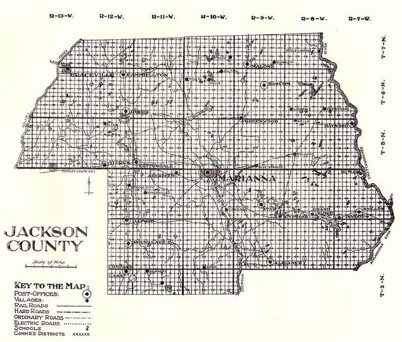 1914 Map of Jackson County Florida Marianna - Etsy