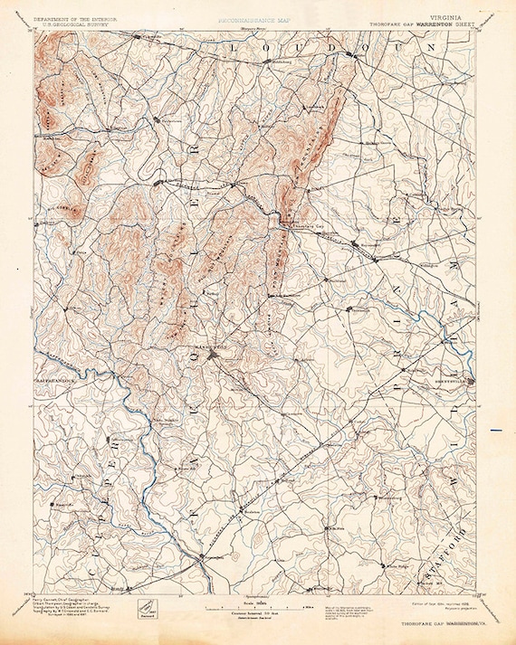 1894 Topo Map of Thorofare Gap Virginia Quadrangle - Etsy