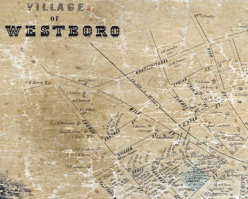 1855 Town Map of Westboro Worcester County Massachusetts - Etsy