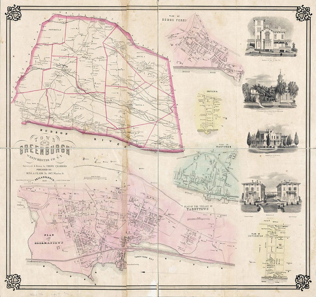 1857 Map of Greenburgh Westchester County New York - Etsy