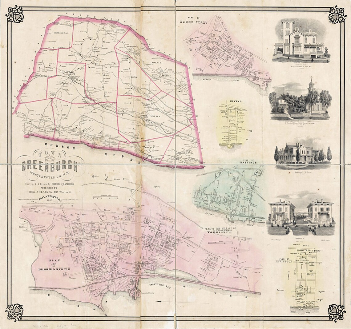 1857 Map of Greenburgh Westchester County New York - Etsy Canada