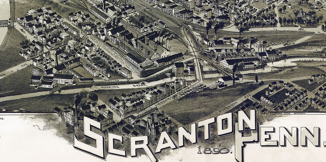 1890 Panoramic Map of Scranton Pennsylvania - Etsy