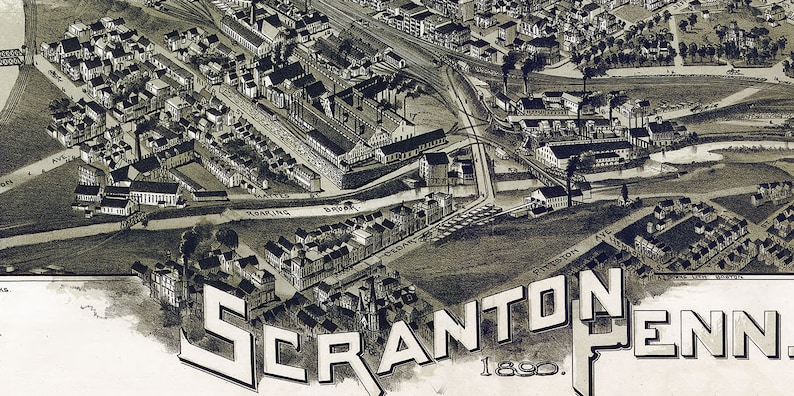 1890 Panoramic Map of Scranton Pennsylvania - Etsy