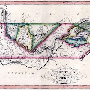 1817 Map of the State of Tennessee - Etsy