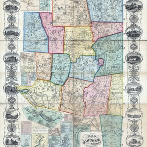 1856 Map of Windham County Connecticut - Etsy