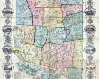 Putnam 1856 Old Town Map With Homeowner Names Connecticut Reprint ...