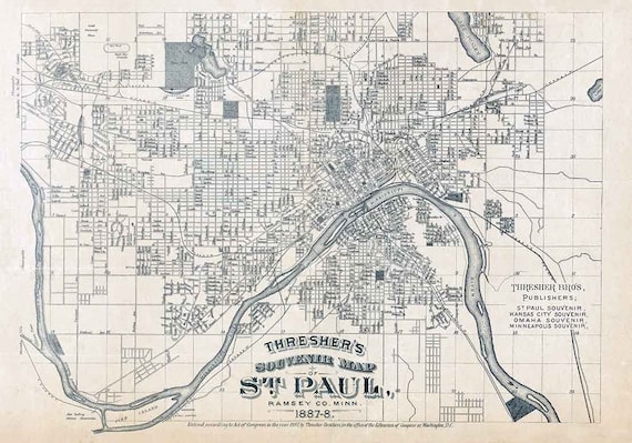 1887 Map of St Paul Ramsey County Minnesota | Etsy
