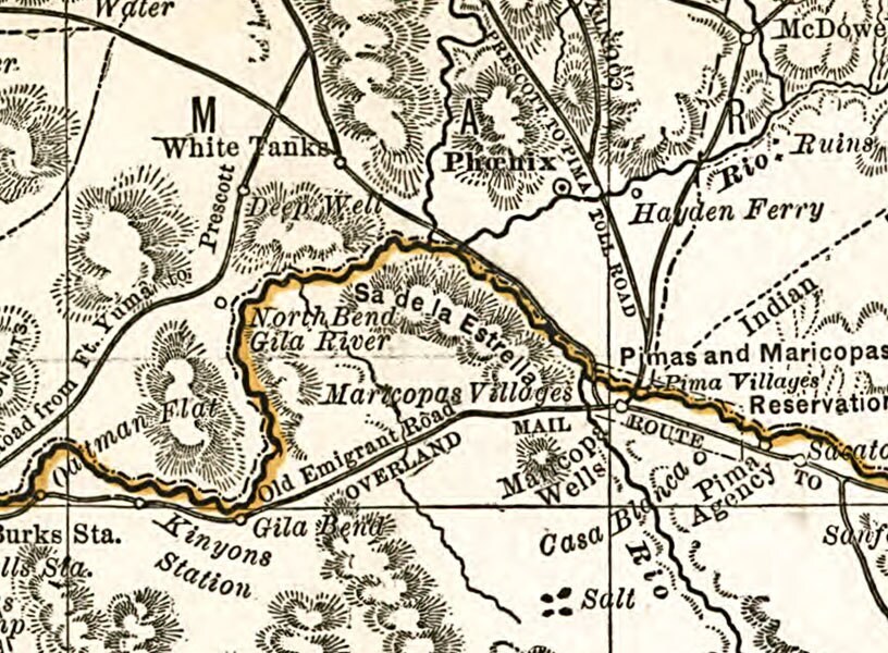 1876 Map of Arizona Showing Stage Lines and Counties - Etsy