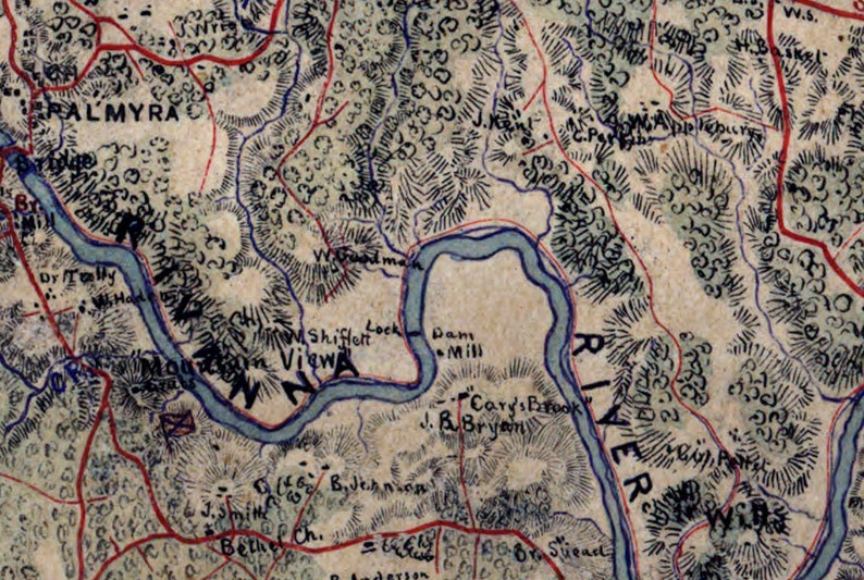 1863 Map of Fluvanna County Virginia Family Names Genealogy - Etsy