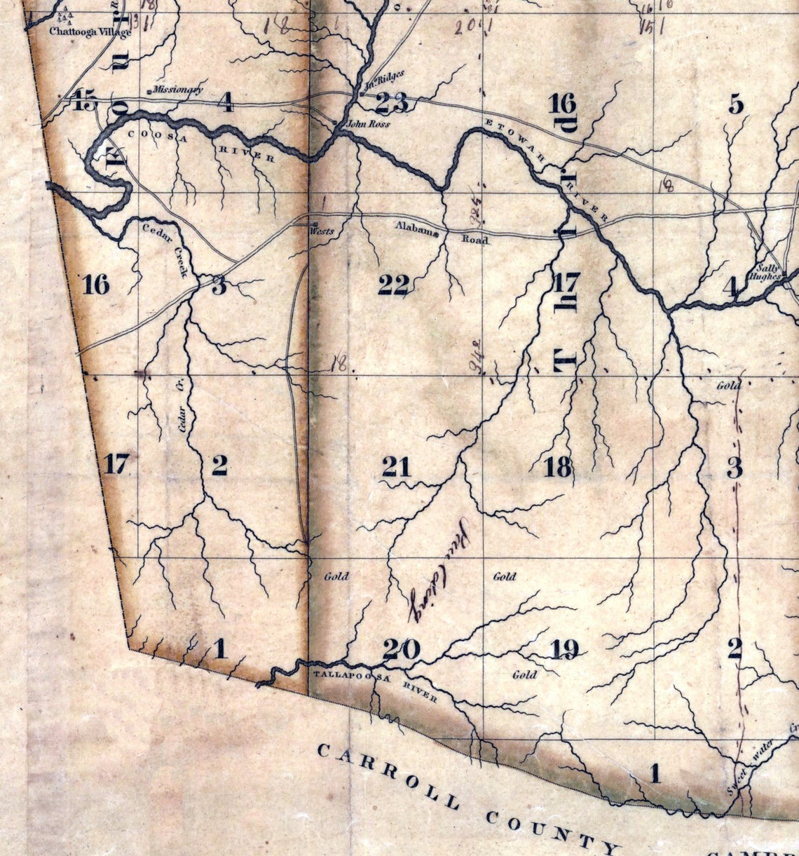 1831 Map of Cherokee Indian Lands in Georgia - Etsy