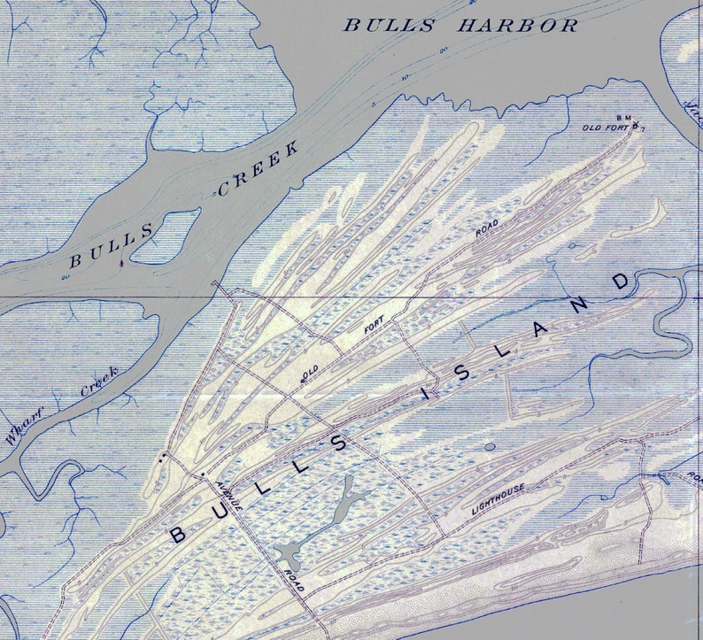 1919 Topo Map of Bulls Island South Carolina Quadrangle - Etsy