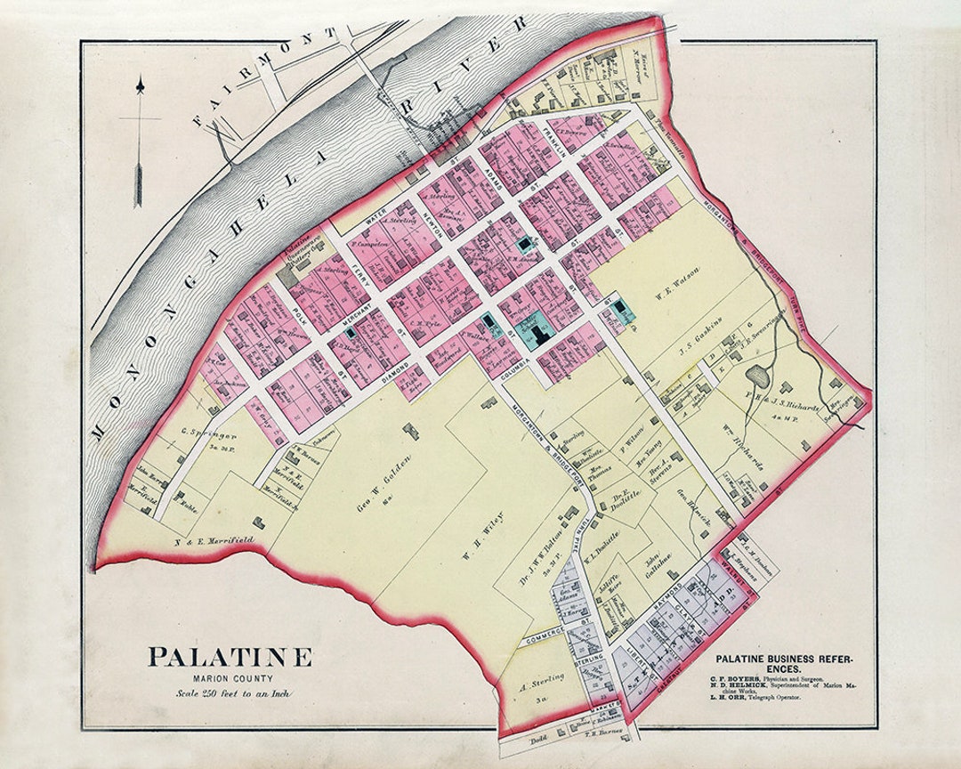 1886 Town Map of Palatine Marion County West Virginia - Etsy