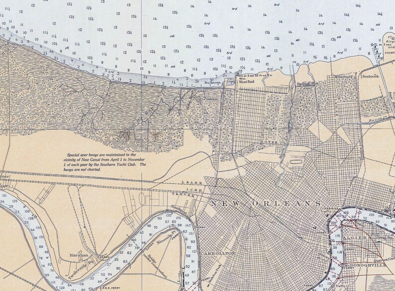 1934 Map of Lake Pontchartrain and Maurepas New Orleans - Etsy