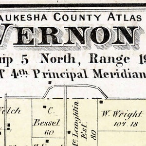 1873 Map of Mukwonago and Vernon Township Waukesha County Wisconsin - Etsy