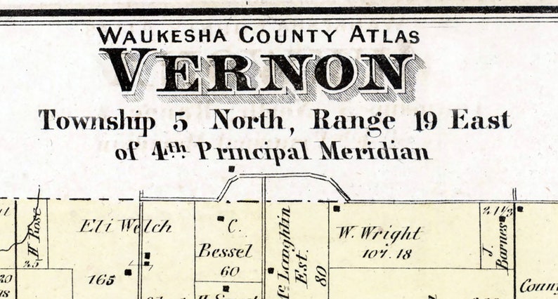 1873 Map of Mukwonago and Vernon Township Waukesha County Wisconsin - Etsy