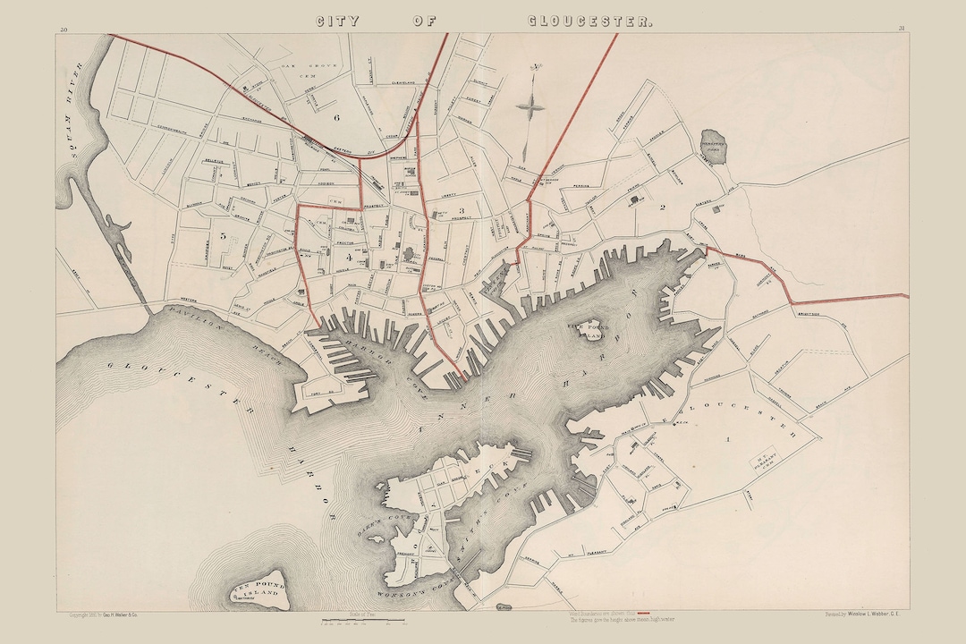 1891 Map of Gloucester Massachusetts - Etsy