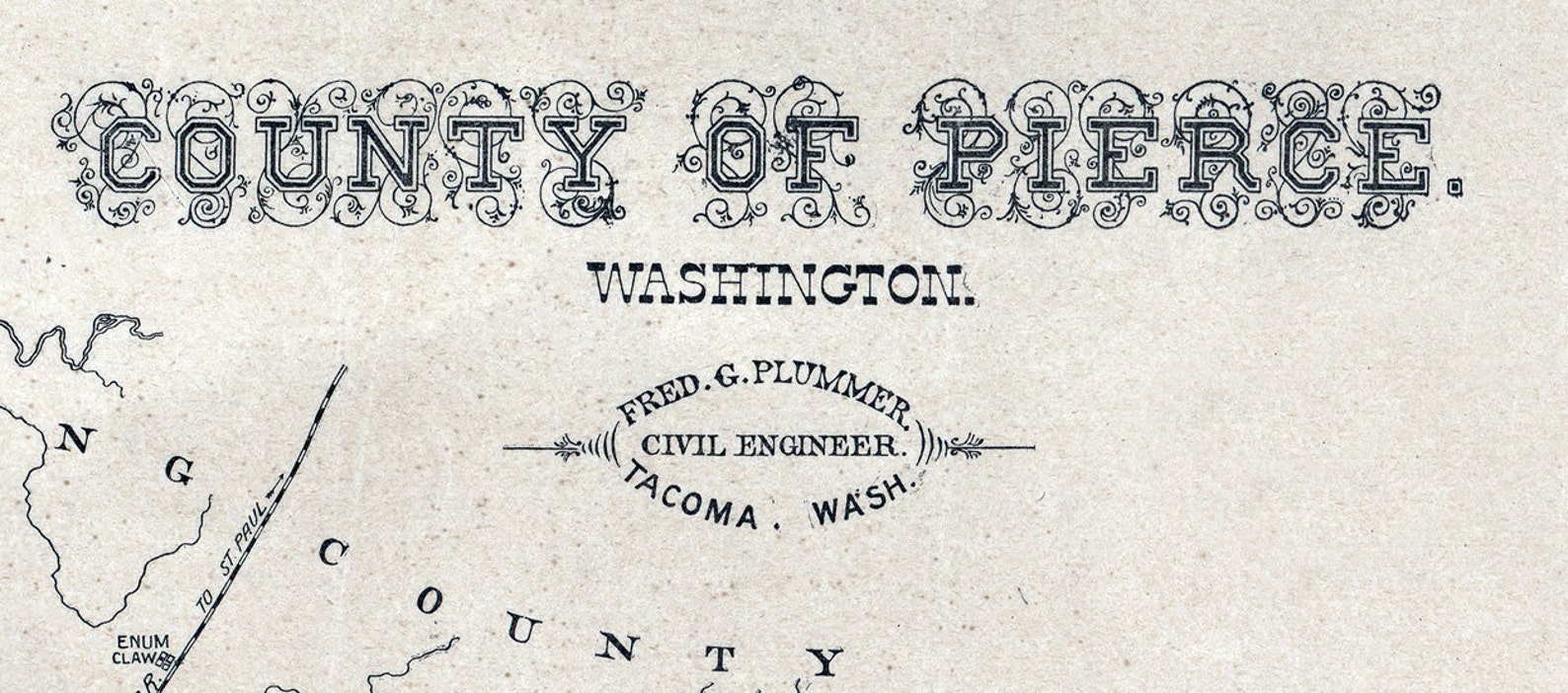 1890 Map of Pierce County Washington - Etsy